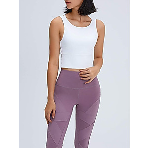 Workout Tank Tops for Women Gym Cropped Tank Top Active Sleeveless Shirts for Tennis Golf Running Fitness Yoga White 8