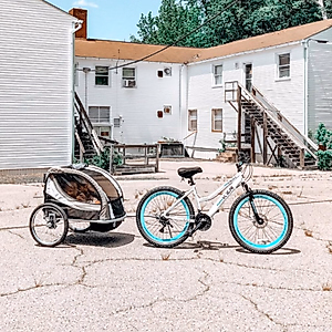 ClevrPlus Deluxe 3-in-1 Double 2 Seat Bicycle Bike Trailer Jogger Stroller for Kids Children | Foldable w/Pivot Front Wheel, Grey