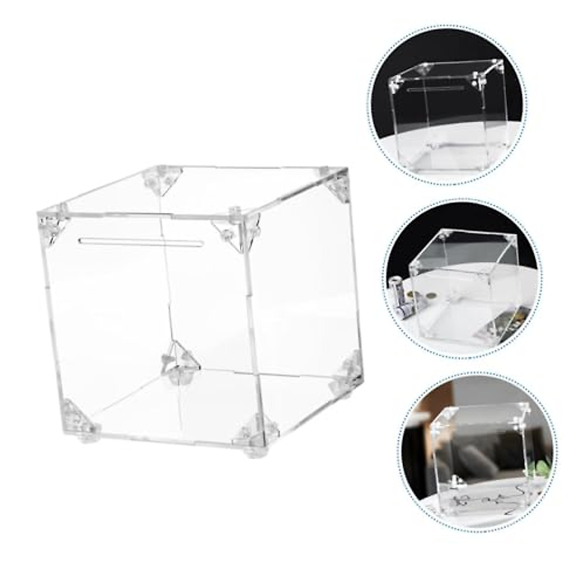 JOEBO Acrylic Piggy Bank Tabletop Coin Container Tabletop Saving Bank Money Supply Cash Saving jar Transparent Bank Daily use Saving Pot Compact Bank Cylinder Household Products 15c