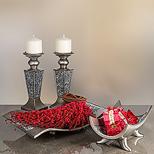 Creative Scents Schonwerk Centerpiece for Dining Room -Crackled Mosaic Design- Home Coffee Table Decor Decorations Centerpiece for Dining/Living Room- Best Wedding Gift (Silver)