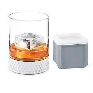 Final Touch Hole-In-One Whiskey/Cocktail Golf Tumbler Sports Glasses with Square Ice Mould - 12oz (350ml) (FTA6655)