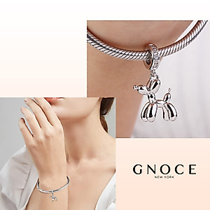 GNOCE Balloon Puppy Charm Pendant 925 Sterling Silver Play with Me Finely Polished Dangle Charm Fit for Bracelet/Necklace Christmas Charm Gifts for Wife Daughter