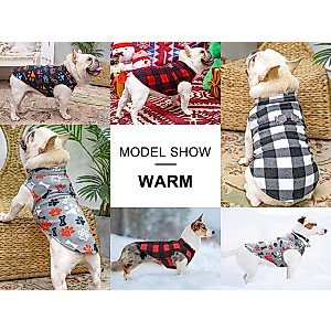 BEAUTYZOO Small Dog Sweater Fleece Vest Winter Jacket, D-Ring Leash Attachment for XS S Puppy Medium Sized Breeds Dogs, Cold Weather Dog Clothes Windproof Keep Warm, Grey Bones Paw XS