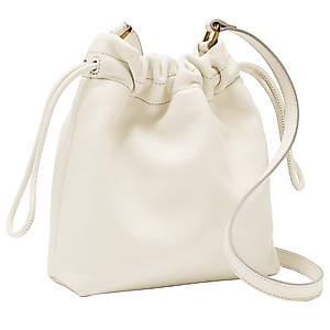 Fossil Women's Gigi Eco-Leather Small Drawstring Crossbody Purse Handbag, Angora (Model: ZB1526159)