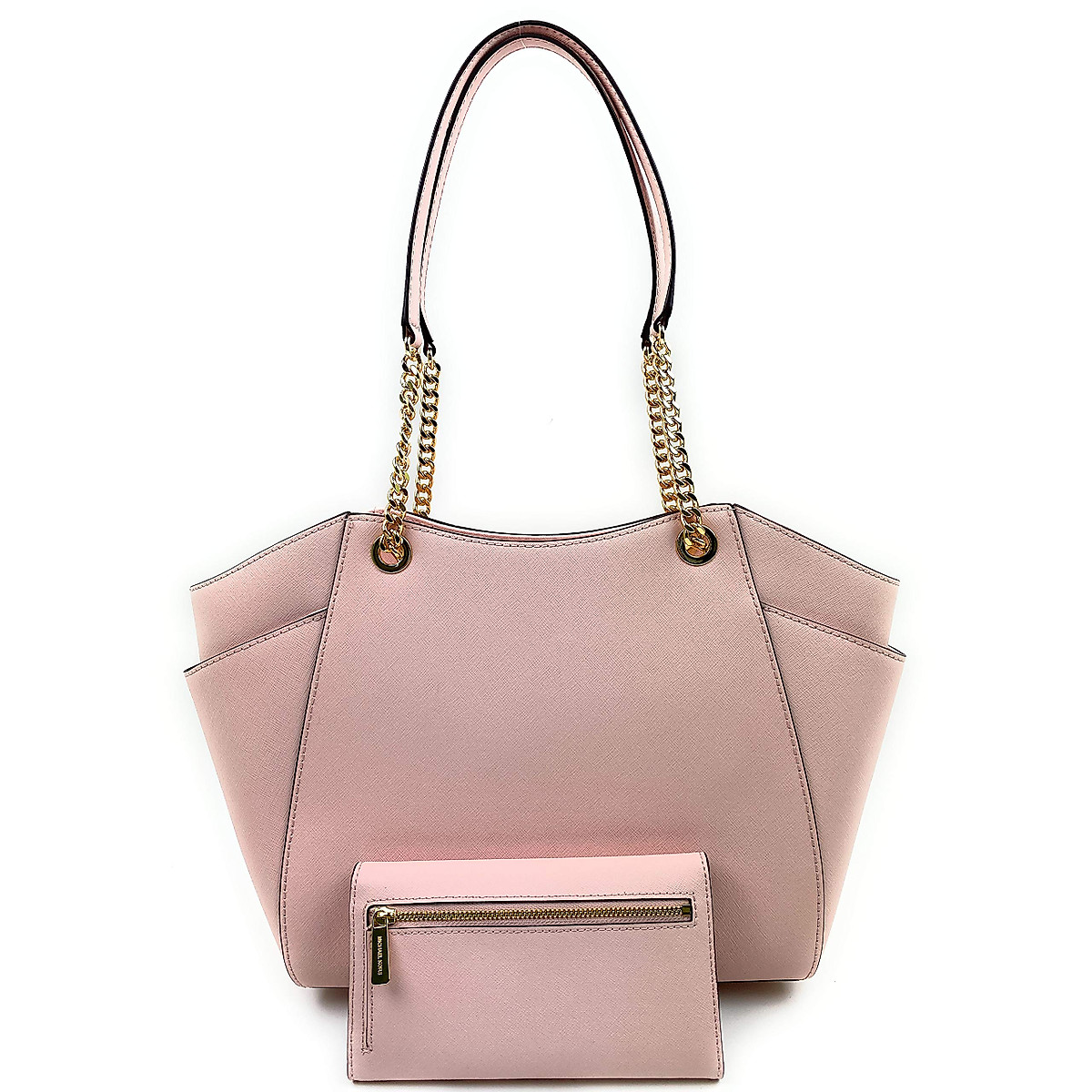 Michael Kors Jet Set Travel Large Chain Shoulder Tote bundled with Michael Kors Jet Set Travel Trifold Wallet (Powder Blush)