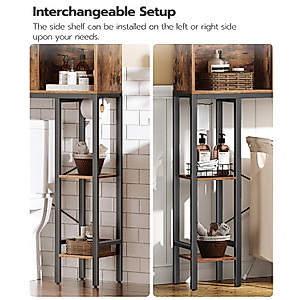 HOOBRO Over The Toilet Storage Cabinet, Bathroom Organizer Stand with Toilet Paper Holder, Space-Saving Toilet Storage Rack, Sliding Barn Door, Rustic Brown and Black BF82TS01