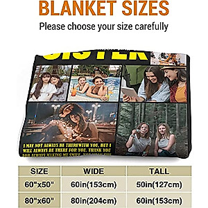 Taka Deal Customized to My Sister Blanket Soft Throw Blanket for Christmas, Birthday, Graduation, Thanksgiving & Christmas Gift. (Sister Blanket 3, 60"X80")
