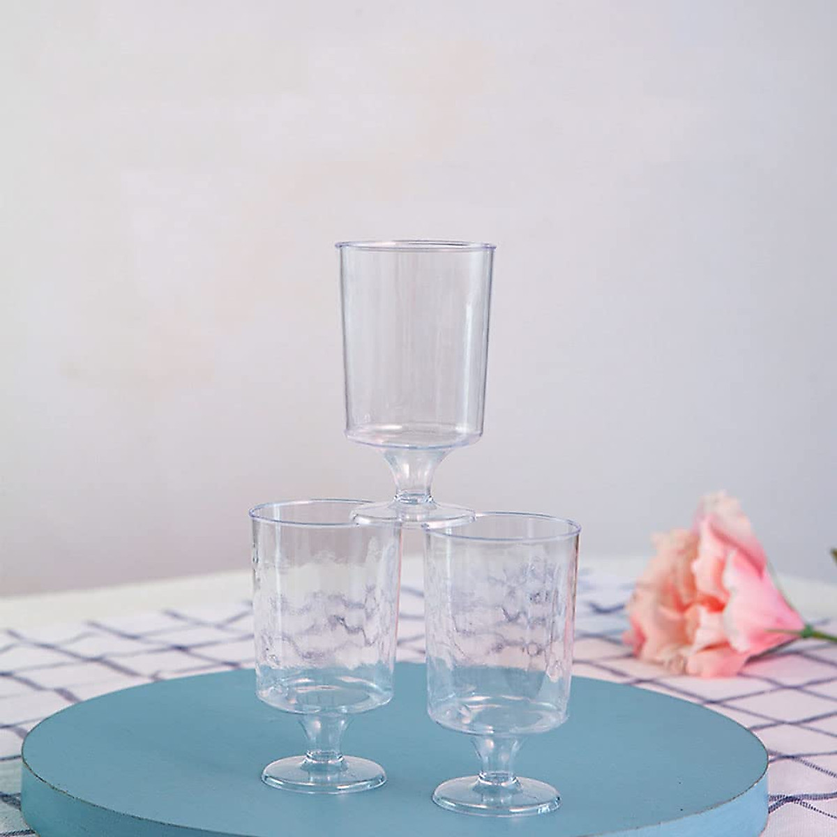 Qixivcom 100ml Tall Mousse Cup 3oz Mini Dessert Cup Round Clear Plastic Parfait Bowl Appetizer Cup, Party Dessert Cold Drink Cup, Clear Wine Glass Afternoon Tea Snack Cup, Party Cup (50 Pack)