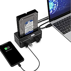 Thick External 2.5"/3.5" USB 3.0 5Gbps SATA Hard Drive Docking Station HDD SSD Box 2 x USB 3.0 Hub TF/SD Card Reader Support UASP