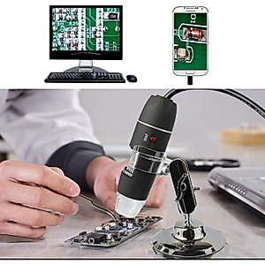 Bysameyee USB Digital Microscope 40X to 1000X, 8 LED Magnification Endoscope Camera with Carrying Case & Metal Stand, Compatible for Android Windows 7 8 10 11 Linux Mac