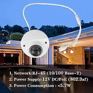 EmpireTech Indoor Frontdoor Security IP Wired Camera 2MP Mini Smart IR Dome Starlight POE IP Camera IP67 IK10 Vandal-Proof Weatherproof,Built-in Mic,SMD Plus,Fixed Focal Lens IPC-E3241F-AS-M 2.8mm