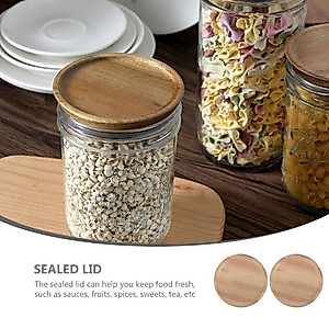 2pcs Mason Jar Silicone Lid Glass Jar Mason Jar Covers Mason Jar Protective Lids Anti-leak Bottle Covers Wide Mouth Canning Lids Glass Storage Jar Covers Glass Jar Wooden Lids