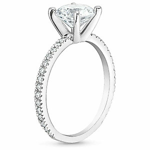 BeBold 4ct Round Cut Moissanite Engagement Ring for Women White Gold Plated with Accents