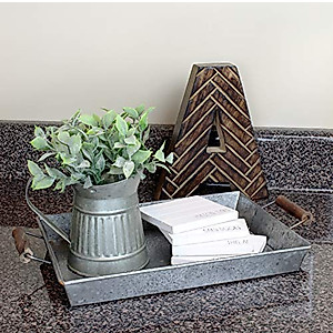 AuldHome Design Galvanized Farmhouse Trays (Set of 2, Small & Medium); Farmhouse Decor Rectangular Trays with Handles