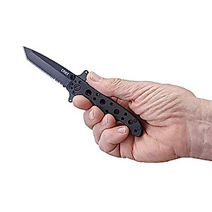 CRKT M16-10KSF EDC Folding Pocket Knife: Special Forces Everyday Carry, Black Serrated Edge Blade, Tanto, Frame Lock, Dual Hilt, Stainless Steel Handle, Reversible Pocket Clip