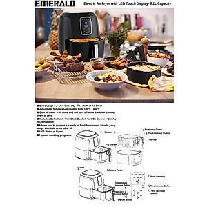 Emerald Electric Air Fryer with LED Touch Display- 5.2L Capacity (1804)