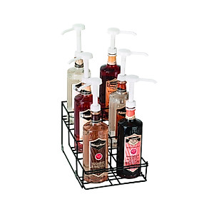 Dispense-Rite WR-BOTL-6 Six Compartment Wire Bottle Holder, 3-3/8" Diameter, Black Wire, 7-1/2" H x 8-1/2" W x 13-1/4" D