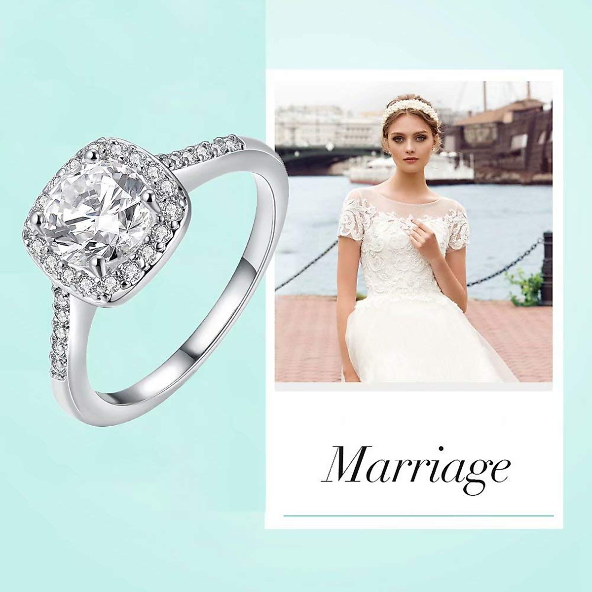 Women's Pretty 18K White Gold Plated Wedding Bands TIVANI Collection Jewelry Rings,5