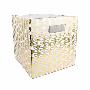 DII Collapsible Polyester Storage Cube, Honeycomb, Gold, Small