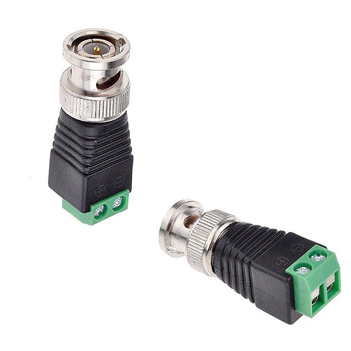 joleully BNC Male Balun Connector 9 Pcs Coaxial Cat5 to BNC Male Connector and BNC to 2 Screw Camera Terminal Male Adpater for CCTV Surveillance Video Cameras Coaxial/Cat5/Cat6 Cable to BNC Male Conne