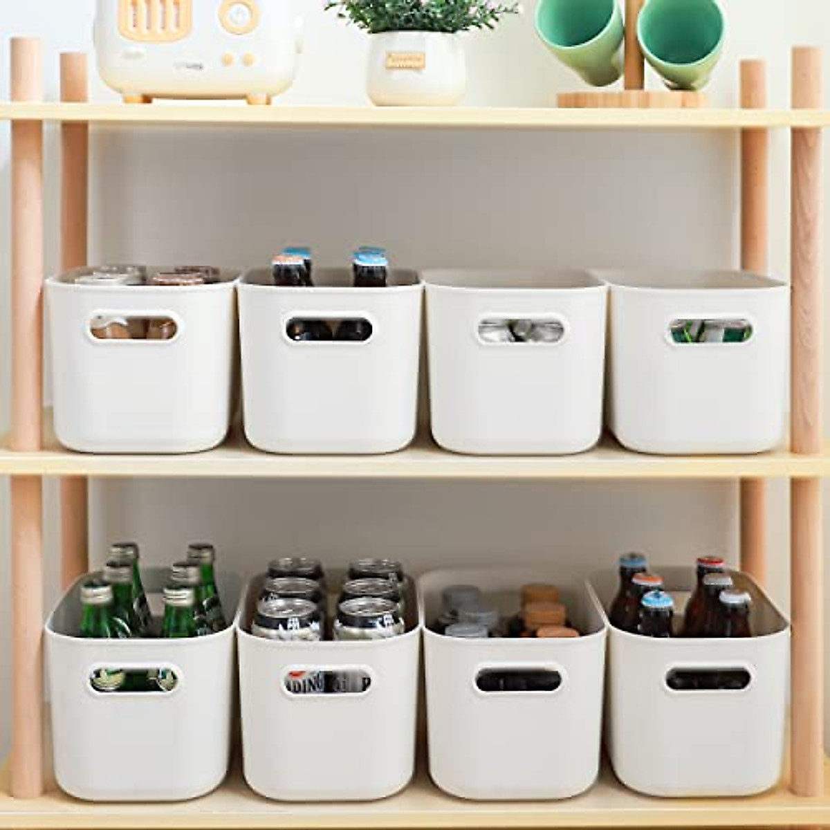 Citylife 4 Packs Plastic Storage Bins with Lids White Storage Box with Handle Stackable Containers for Organizing, 10.12 x 6.97 x 6.22 inch