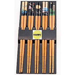 Happy Sales HSCH-SCENAT, Japanese Style Bamboo Chopsticks Gift Set, Scenery Natural