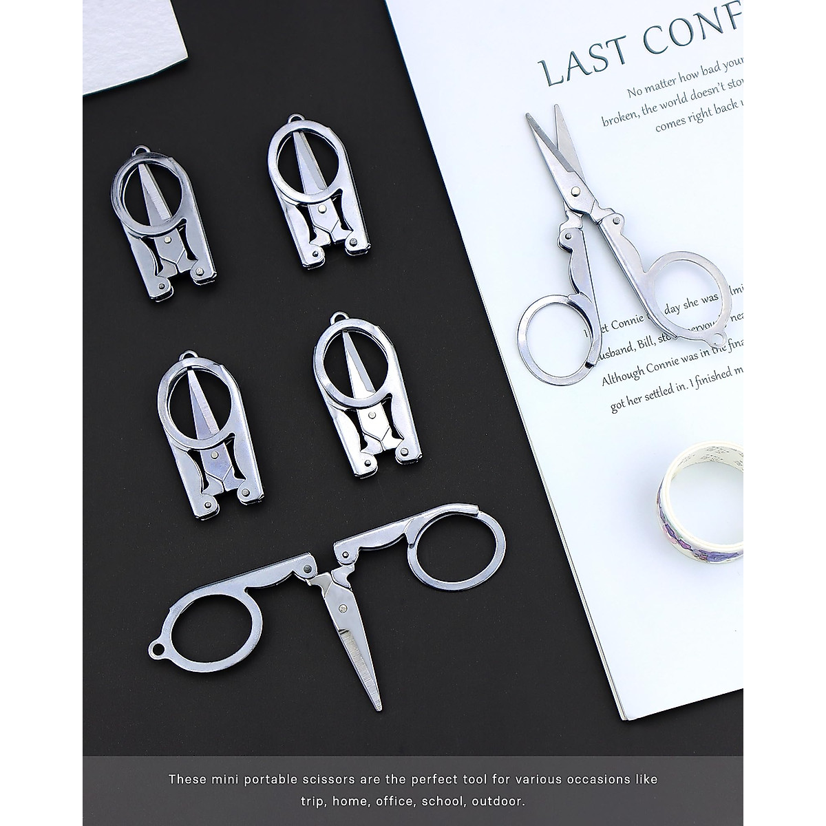 YETOOME 6 Pcs Folding Scissors, Stainless Steel Folding Small Portable Travel Scissors for Craft, Camping, Office, School, Outdoor