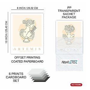 Print A To Z® | Greek Mythology Wall Art Poster - Unframed 8x10 inches Set of 6 Greek Decor, Greek Mythology Gifts, Greek Goddess Decorations, Poster Prints, Handmade Poster Prints, Handmade Wall Art,