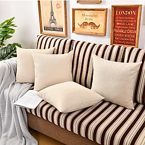 WANZELONYO Decorative Throw Pillow Covers Light Khaki 16x16 Inch Cushion Covers Square Couch Pillow Case Set of 6