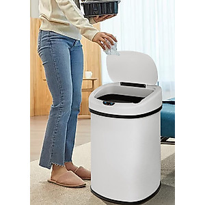 13 Gallon/50 L Kitchen Trash Can with Lid, Stainless Steel Garbage Can with Touch-Free Lid, Cute Trash Can Automatic Trash Can Bathroom Trash Can with Lid, Motion Sensor Trash Can Brushed Finish