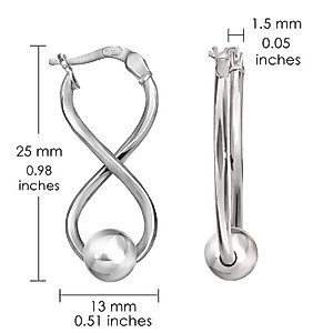 Hoops & Loops 925 Sterling Silver Infinity Figure Eight 8 Bead Twisted Click-Top Drop Earrings for Women