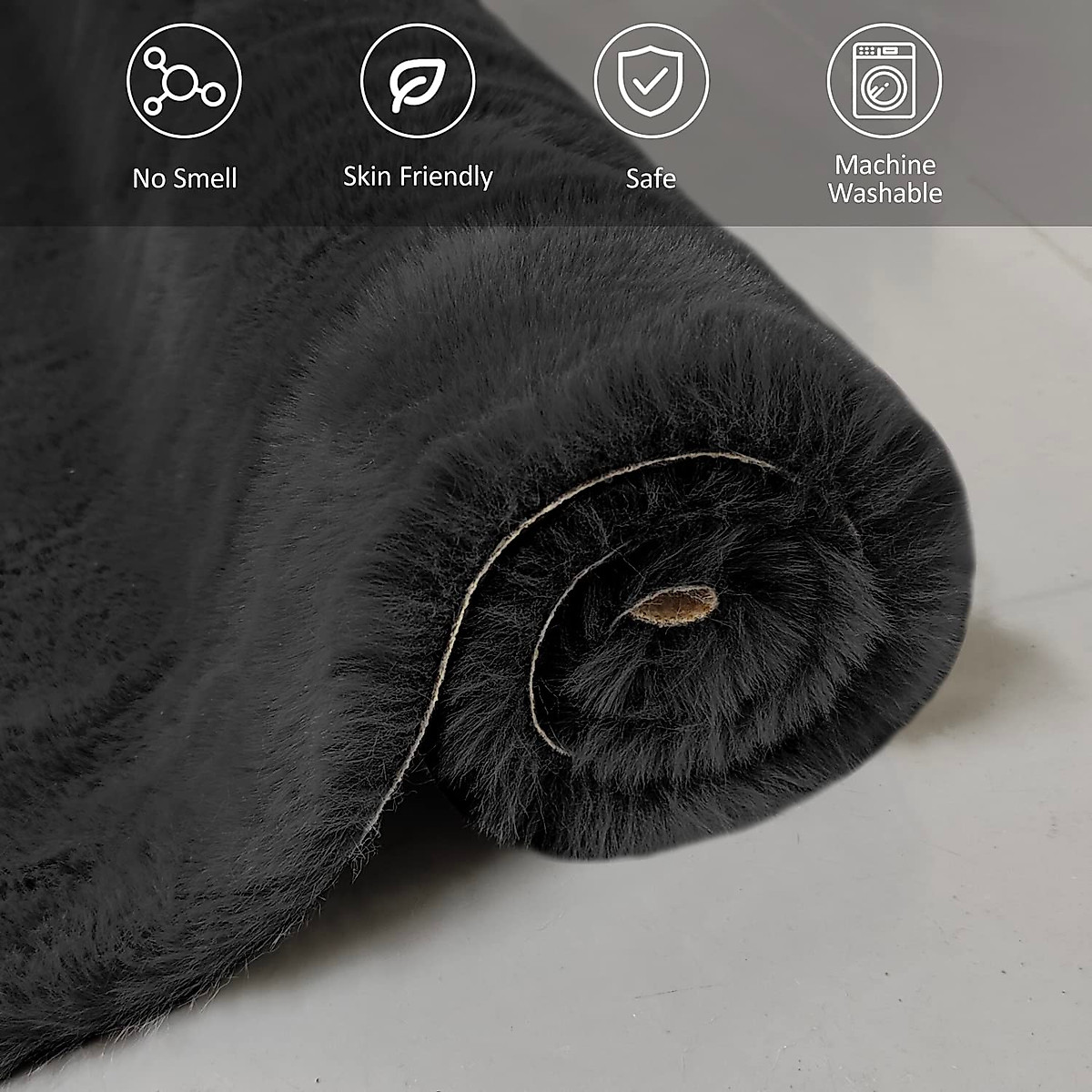 Fixseed Soft White Fluffy Area Rug 3x5 Faux Rabbit Washable Fur Rugs for Bedroom, White Fuzzy Living Room Carpets Indoor Modern Shag Area Rugs for Children Bedroom Nursery Playroom Home Decor Rug