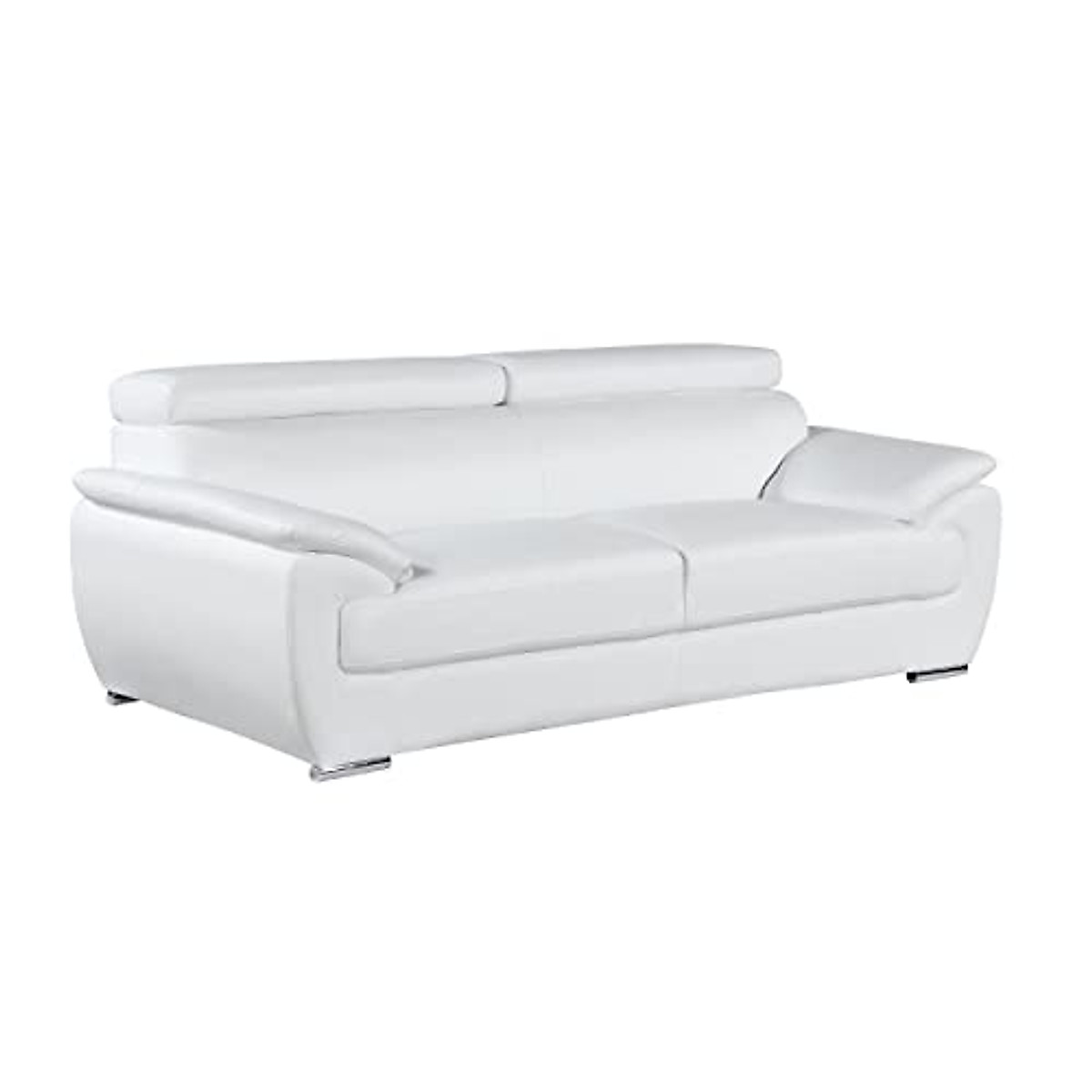 Blackjack Furniture 4571 Veal Collection 2 Piece Genuine Leather Sofa Set for Living Room, Modern Couch and Loveseat with Lumbar Support and Large Adjustable Headrests, 2+3 Seater, White
