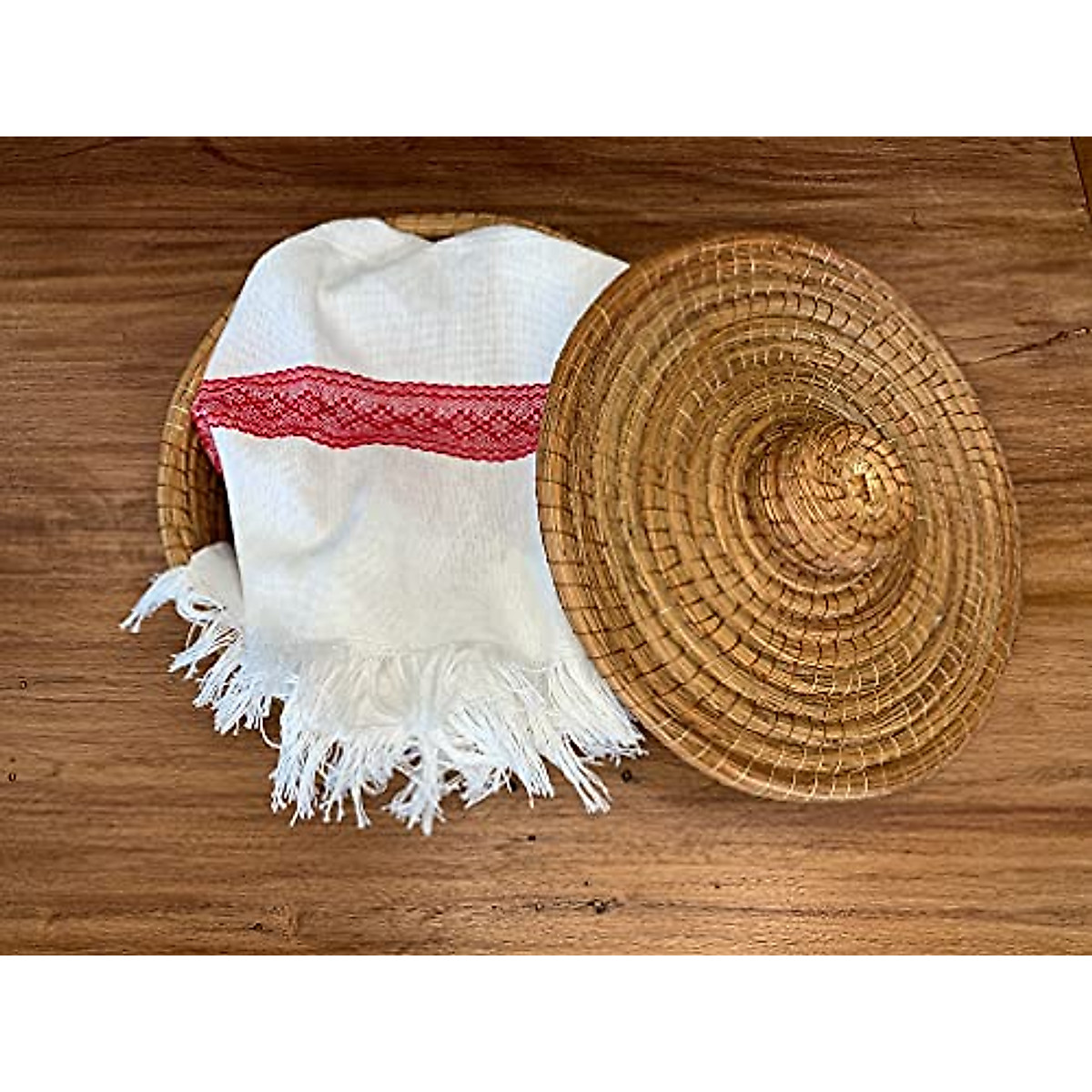 JOSE ARTESANO Pine Needle Tortilla Warmer (Ocoxal), 9.8 IN x 9.8 IN, Rustic Tortillero, Natural Brown, Handcrafted In Mexico, 100% Sustainable, Organic And Vegan, (Natural w cloth)