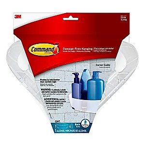 Command Bath Corner Caddy, Clear Frosted, 7.5 lb. Capacity, 1-Caddy, 4-Water-Resistant Strips, Organize Damage-Free