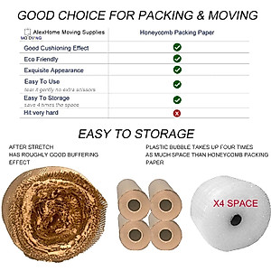 AlexHome Honeycomb Packing Paper,15" W x 200' L,Eco Friendly Biodegradable Bubble Cushioning Wrap,Honeycomb Wrapping Paper,Recyclable Cushioning Packing Material,Packing Paper Roll, Packing Supplies