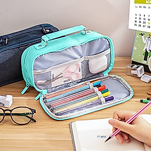 Cute Pencil Case, Large Capacity Pencil Cases for Adults, Large Pencil Case Aesthetic Pencil Pouch, Pencil Case Organizer Green School Supplies for Girls Boys