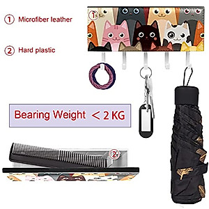 Funny Cats Funny Cartoon Grey Yellow Hooks Wall Mounted, Self Adhesive Towel Key Hook up, Coat and Hat Hook Rack, 7 Inches Durable Hanger Hooks