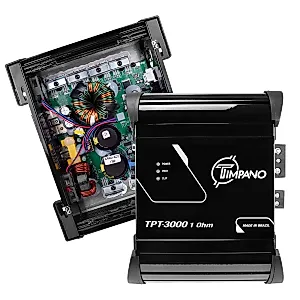 Timpano TPT-3000 1 Ohm Compact Amplifier 3000 Watts, 1 Channel, Full Range Amp Class D for The Installation of Car Speakers, Loudspeakers, Drivers and Tweeters on Car Audio Systems