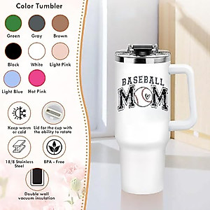 Personalized Baseball Mom Tumbler 40oz, Baseball Mom Gift Ideas, Baseballs Coffee Travel Mug, Mother's Day Gift, Gifts For Moms, Mother's Day Tumbler, New Moms Gifts, Birthday