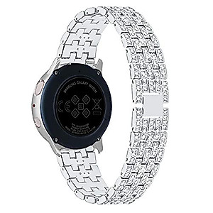 SUPOIX Band Case Compatible for Samsung Galaxy Watch 5 40mm/Watch 4 40mm, 20mm Women Bling Replacement Strap&PC Protective Bumper Face Cover for Galaxy Watch 5/4(Silver/40mm)