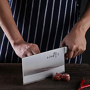 SHI BA ZI ZUO Kitchen Knife 8 Inches Versatile Butcher Cleaver Chopper Knife Slicing Meat Chopping Bones for Home Kitchen and Restaurant