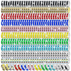 1200 PCS Rondelle Spacer Beads for Jewelry Making, Cludoo 8mm Rhinestone Spacer Beads, 10 Colors Crystal Beads Jewelry Bead Supply for DIY Jewellery Making Necklaces Bracelet Decorative Craft