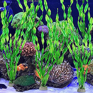 Giegxin 30 Pieces Artificial Seaweed Plants Aquarium Plants Plastic Seaweed Decor Plastic Fish Tank Plant Decorations Fake Seaweed Decoration for Household and Office Aquarium (Green)