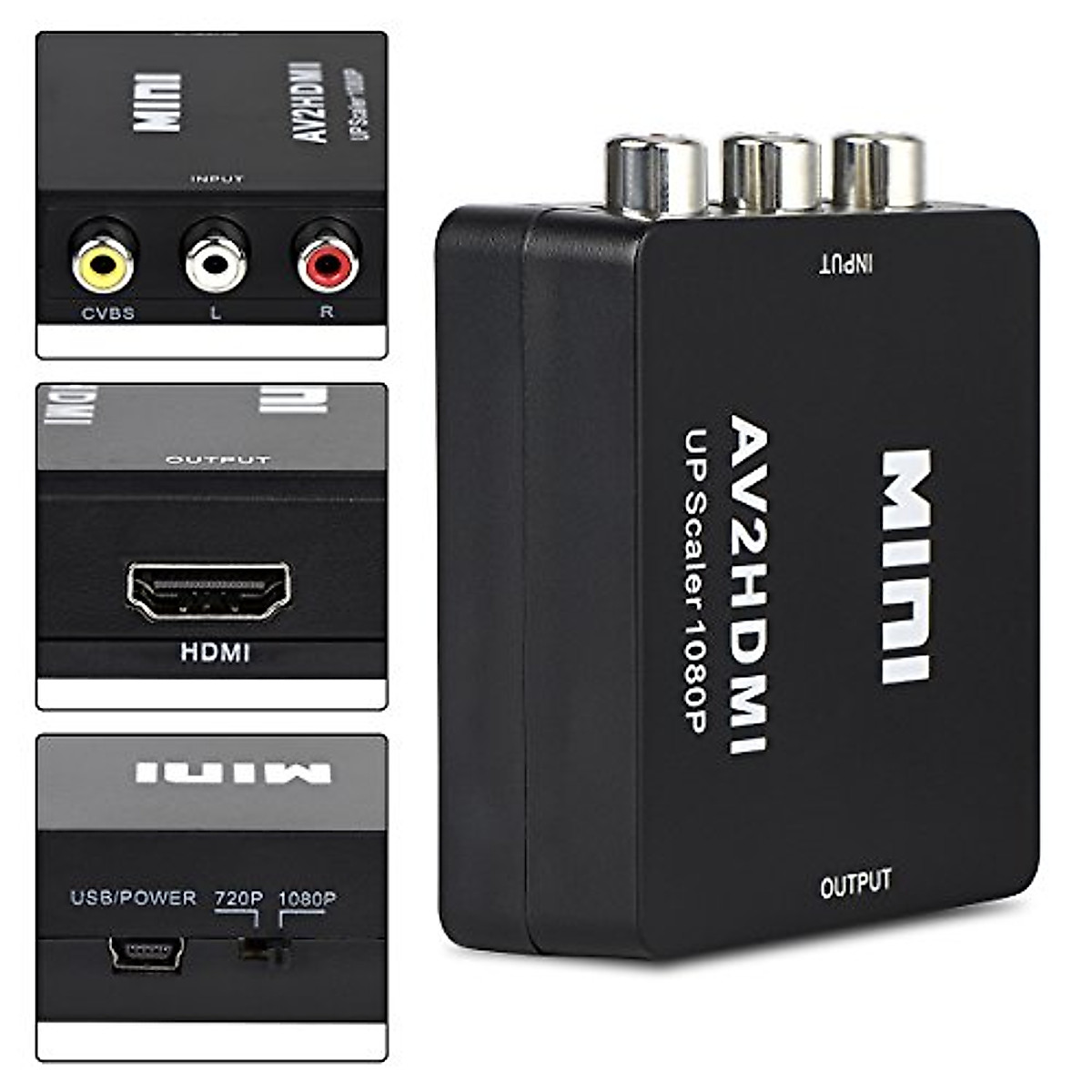 Wonlyus RCA to HDMI, AV to HDMI, 3RCA CVBS Composite Audio Video to 1080P HDMI Converter Adapter Supporting PAL/NTSC for PS3, TV, STB, VHS, VCR, PC, Laptop, Xbox, Camera, DVD Etc