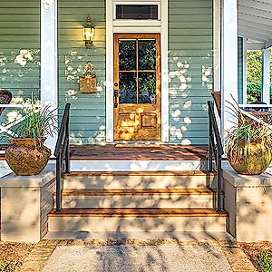 YITAHOME Handrails for Outdoor Steps, 2-3 Step Stair Railing Outdoor 40.2" Length Black, Porch Wrought Iron Railing Adjustable Angle Safety Handrails for Balconies, Parks, Residential Steps (1 Pack)