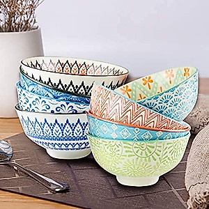 Farielyn-X 8 Pack Small Ceramic Bowls - Porcelain, Soup, Salad, Pasta, Rice, Dessert, Yoghurt, Condiments, Side Dishes, Dip, Ice Cream Ceramic Bowls, 4.75 Inch Diameter, 10 Fluid Ounce (1.25 Cup) Capa