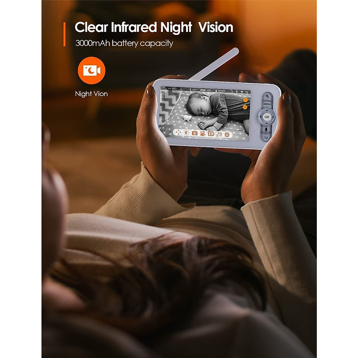 BabyTime Baby Monitor with Camera and Audio, 1080P Video Baby Monitor, 5" Color Display, Infrared Night Vision, 2-Way Talk, Temperature & Sound Alarm, Up to 1000ft Range, App Control