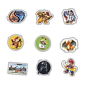 Super Smash Bros Laptop Stickers for Kids Teens Cute Cartoon Game Water Bottles Computer Luggage Phone Bike Waterproof Decals 50pcs