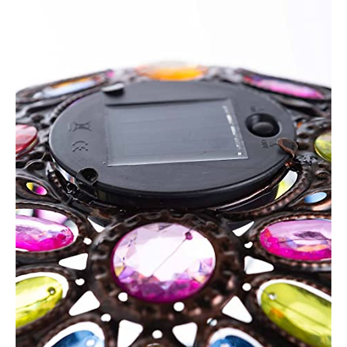 Wind & Weather Metal Solar Lighted Mushroom 13.25-Inch Diameter by 20.5-Inch High Home and Garden Decor Solar Mushroom with Acrylic Beads Glows at Night with Solar Panel